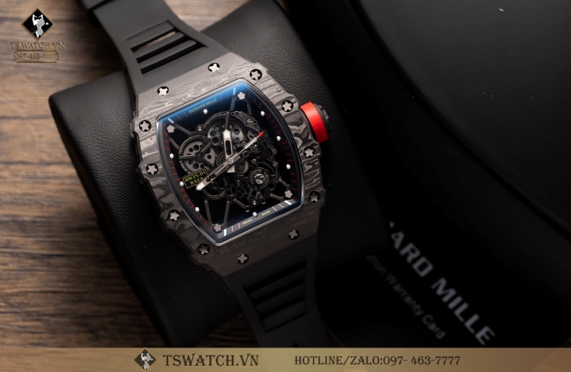 Richard Mille RM 35-01 Rafael Nadal Vỏ Carbon Dây Caosu Đen Rep 1:1