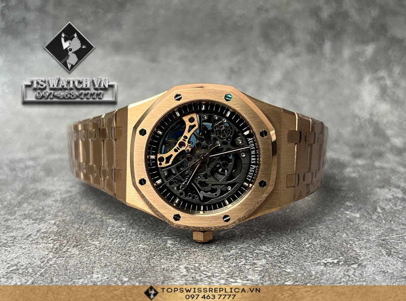 Audemars Piguet Royal Oak 41mm Vỏ vàng hồng Mặt Skeleton APS Factory ...