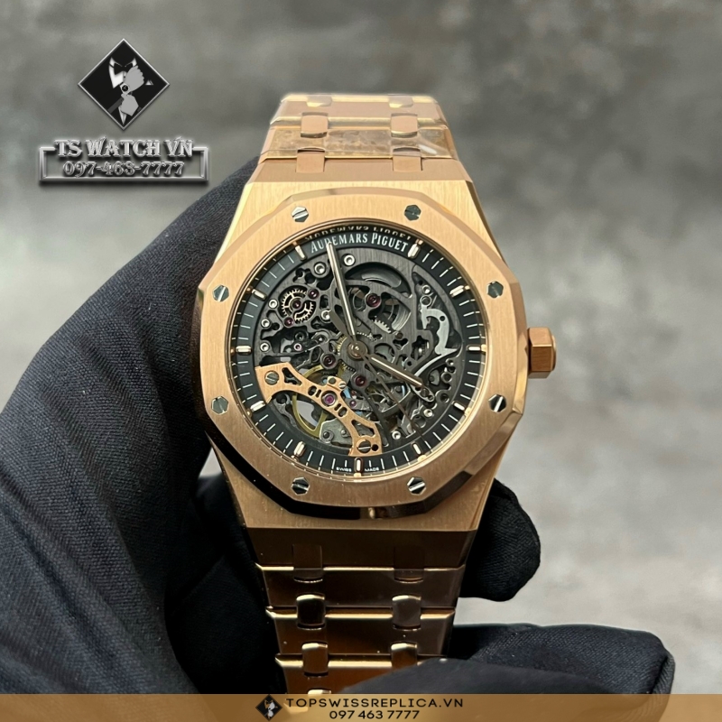 Audemars Piguet Royal Oak 41mm Vỏ vàng hồng Mặt Skeleton APS Factory ...